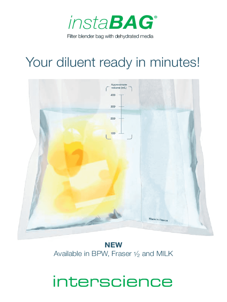 Fillable Online instaBAG - Blender Bags with Culture Media Fax Email ...