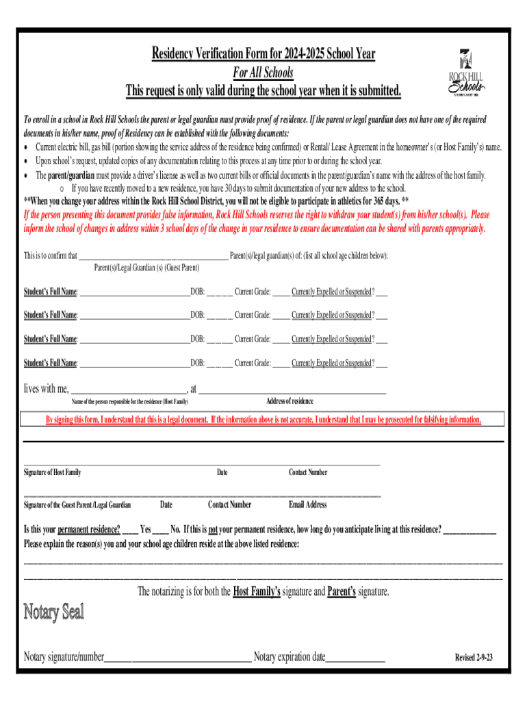 Fillable Online DC Residency Verification Form2024-25 School Year Fax Email Print - pdfFiller
