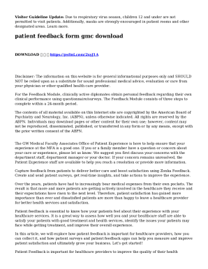 Fillable Online Patient Feedback Form Gmc Download Fax Email Print ...