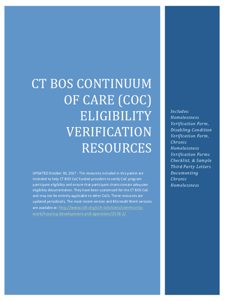 Fillable Online CoC Homelessness Verification Form Fax Email Print - pdfFiller