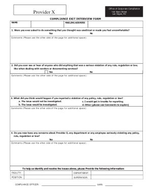 Fillable Online Form - Exit Interview Form - Face-to-Face.pdf Fax Email Print - pdfFiller