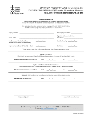 Fillable Online statutory pregnancy/parental/adoption leave request ...