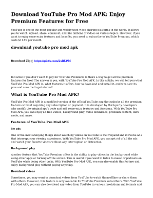 Fillable Online Download YouTube Pro Latest APK V24 Sam Mods Fax Email ...