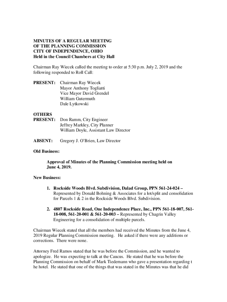 Fillable Online Held in the Council Chambers at City Hall Fax Email ...