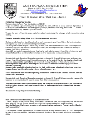 Fillable Online Welcome back to Term Four (the last term of 2015 Fax ...