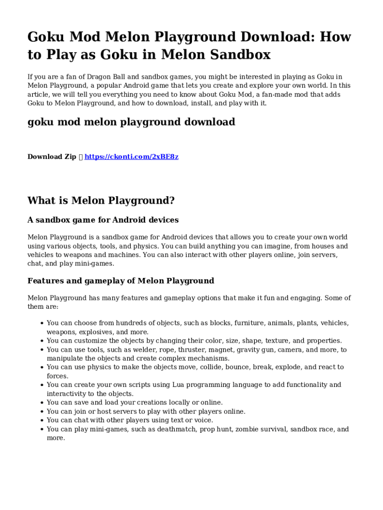 Fillable Online Goku Mod Melon Playground Download Fax Email Print ...
