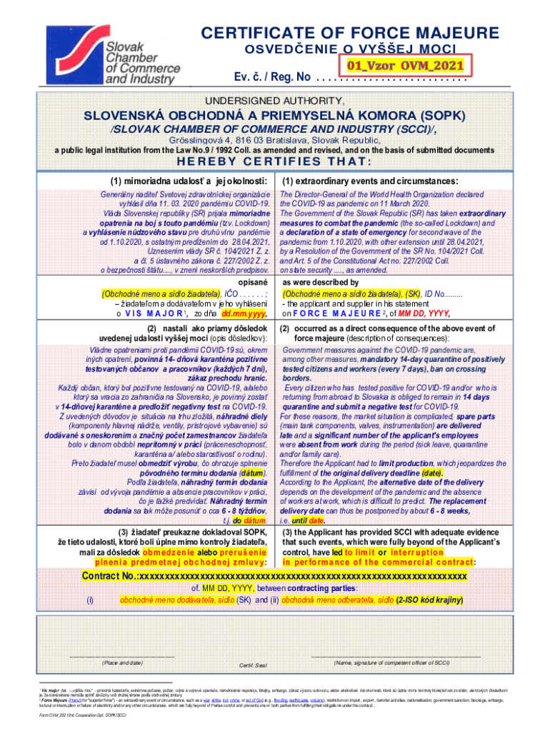 Fillable Online 'Force majeure certificates' issued by the Russian ...