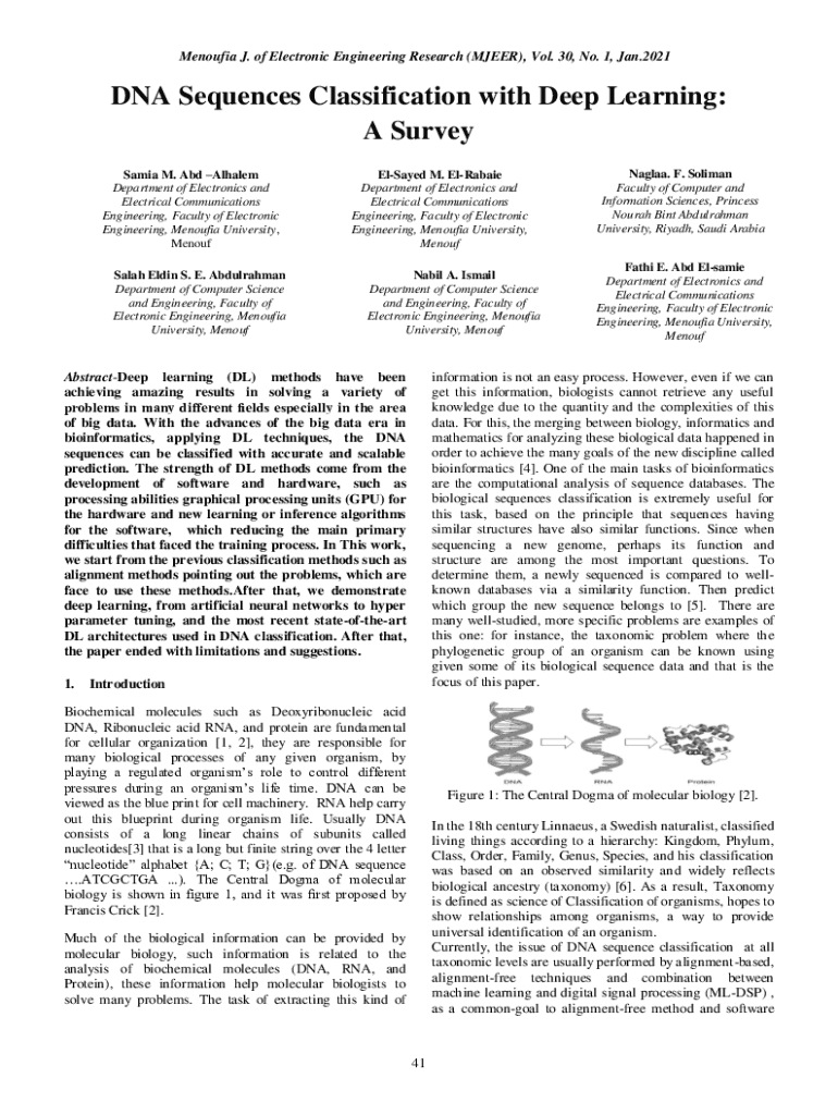 Fillable Online DNA Sequences Classification with Deep Learning: A Survey Fax Email Print ...