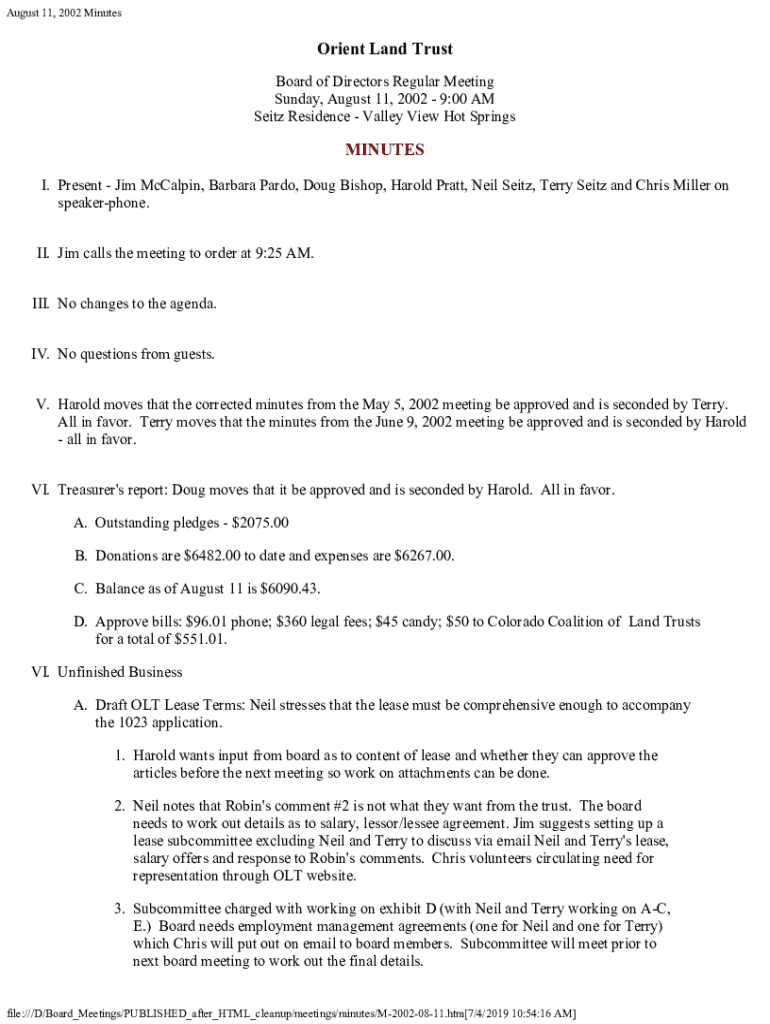 Fillable Online Present - Jim McCalpin, Barbara Pardo, Doug Bishop ...