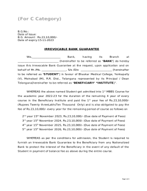 Bank Guarantee Sample Clauses Doc Template | pdfFiller