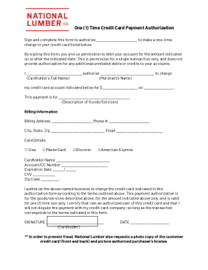 Fillable Online One Time Credit Card Payment Authorization Form Fundraising ... Fax Email Print ...