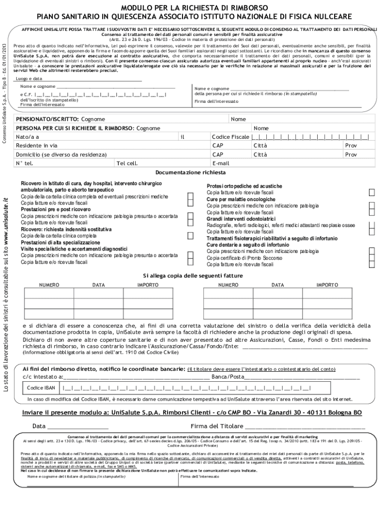 Compilabile Online ASSICASSA MODULO PER LA RICHIESTA DI RIMBORSO ...