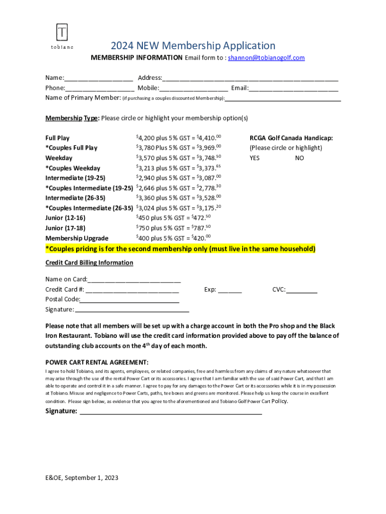 Fillable Online 2024 Tobiano Corporate Passes Application Terms & Conditions: Fax Email Print ...