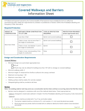 Fillable Online Covered Walkways and Barriers Information Sheet Fax ...