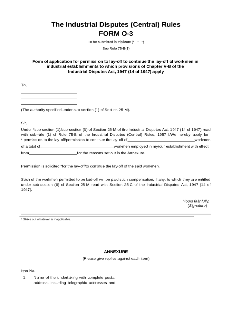 Application seeking permission for lay-off in -O3 under ... Doc ...