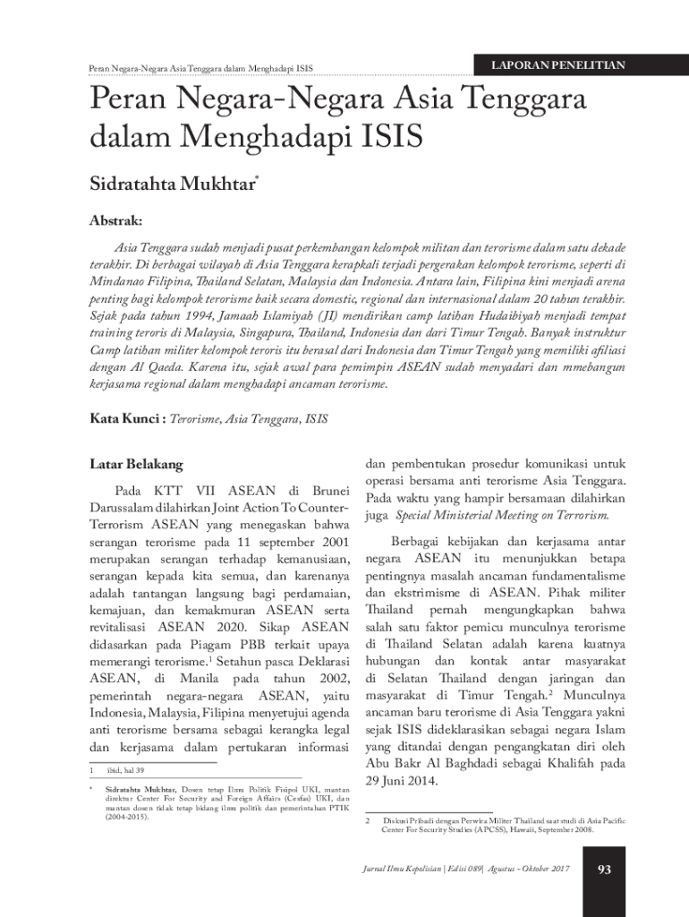 Fillable Online Peran Negara-Negara Asia Tenggara dalam Menghadapi ISIS ...