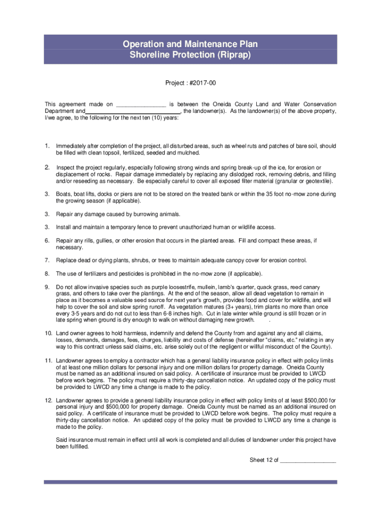 Fillable Online DEVELOPING PROJECTS - Oneida County Land and Water ... Fax Email Print - pdfFiller