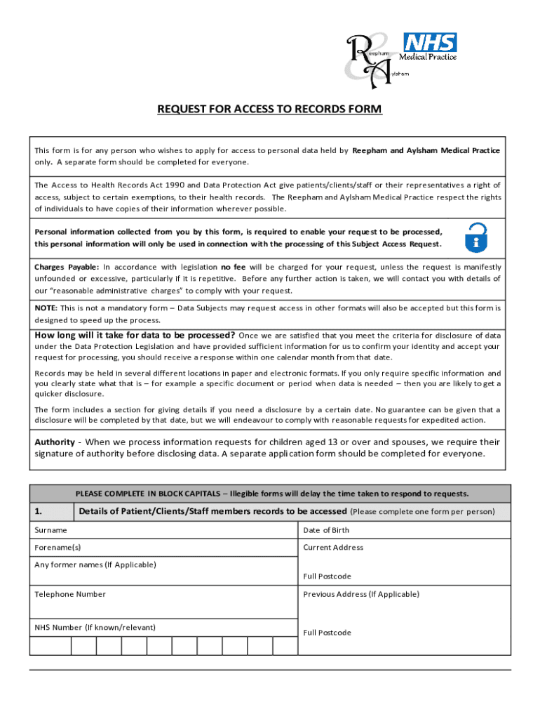 Fillable Online Third Party Subject Access Request Fax Email Print - pdfFiller