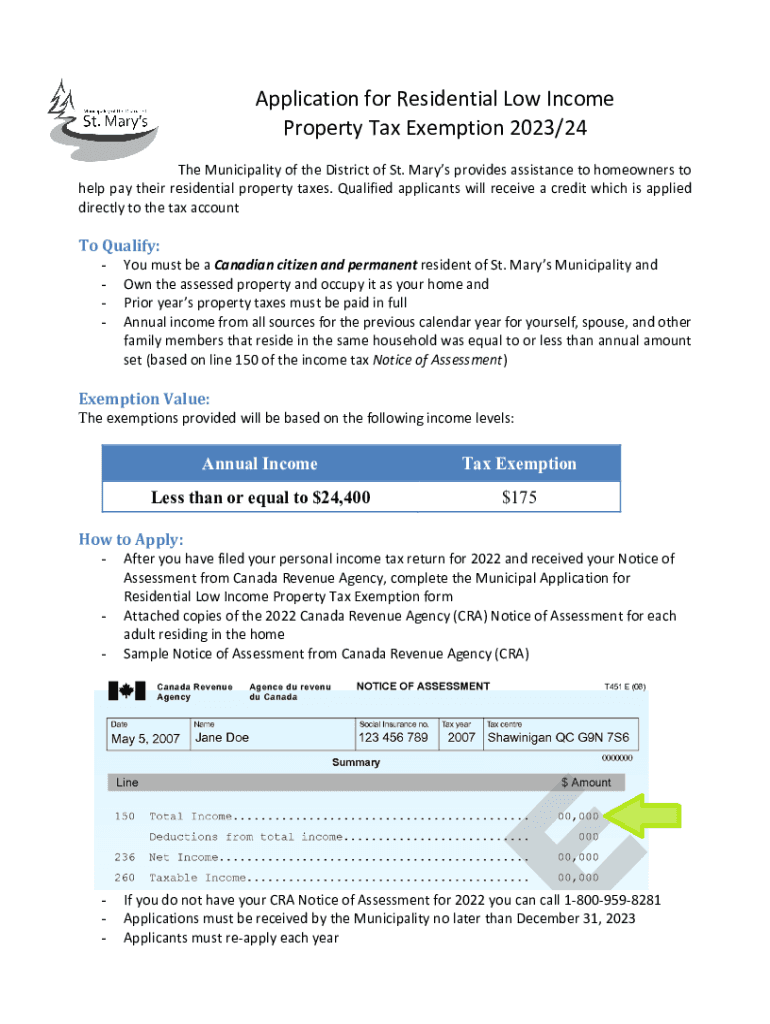 Fillable Online Application for Residential Low Income Property Tax ...