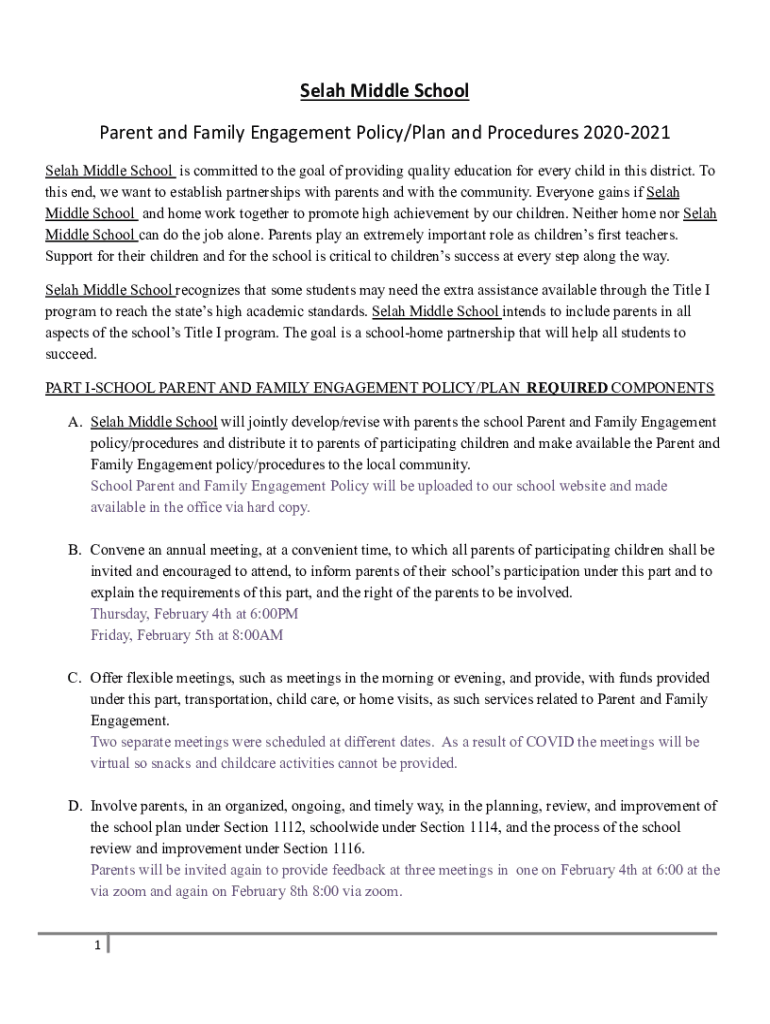 Completable En línea SMS Parent and Family Engagement Policy (English ...