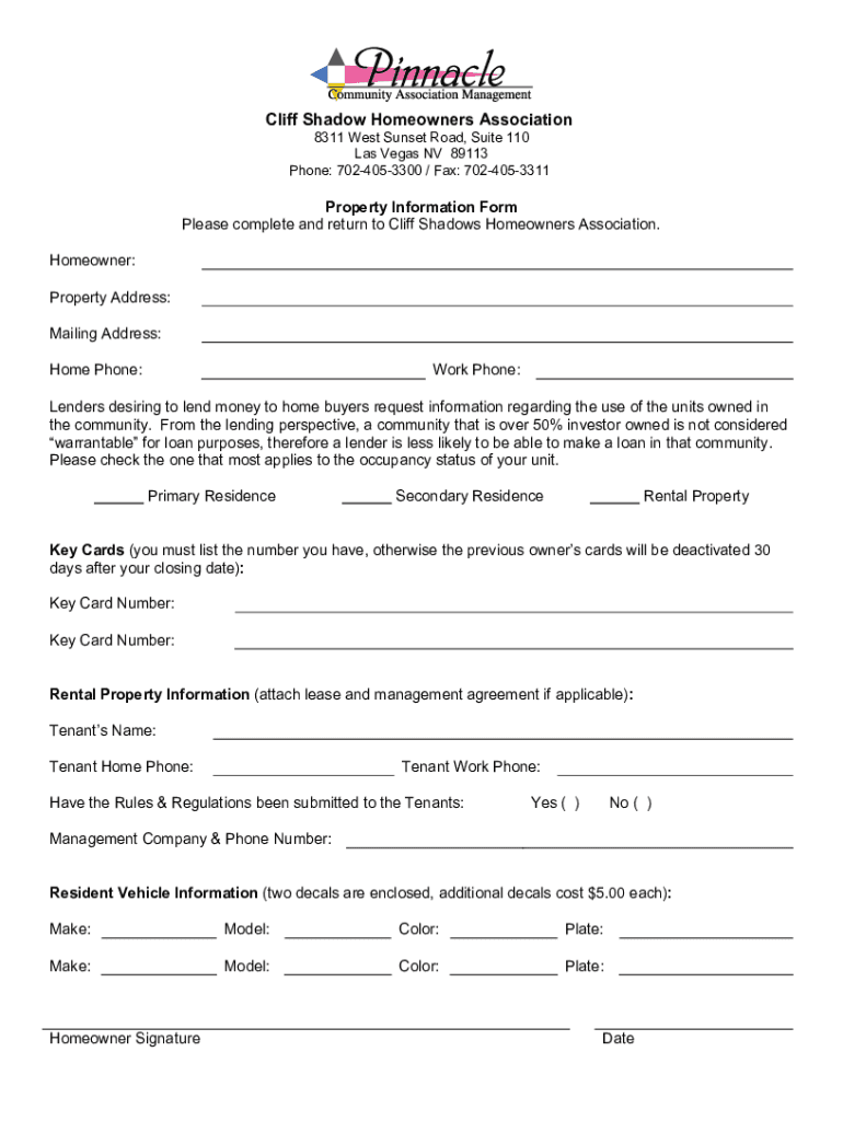 Fillable Online Homeowner Information Form 3.doc Fax Email Print ...