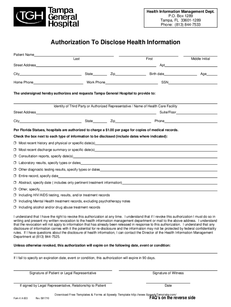 Fillable Online Bill Of Sale Form Florida Authorization To Disclose ...