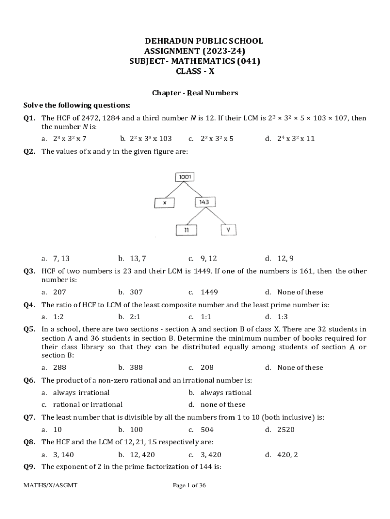 Fillable Online 9. The HCF of 2472, 1284 and a third number 'N' is 12 ...