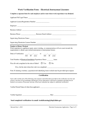 Fillable Online Electrical Journeyman License Verification. Civil ...