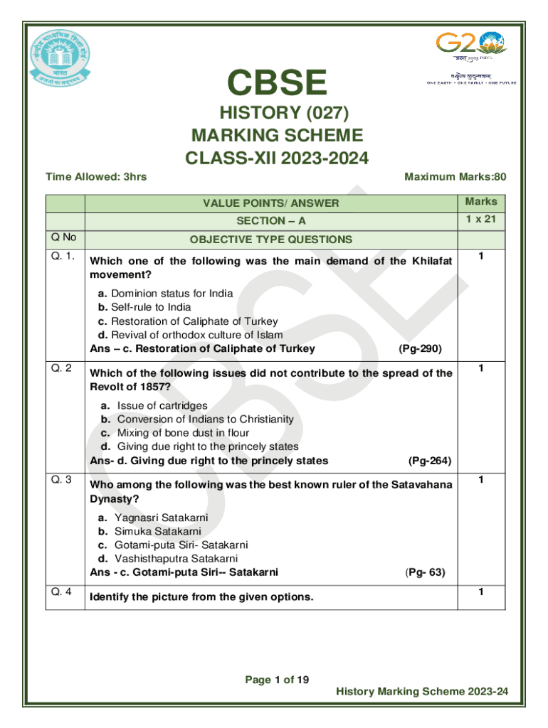 Fillable Online Class 12 History Sample Paper 2023-24, Solved with ...