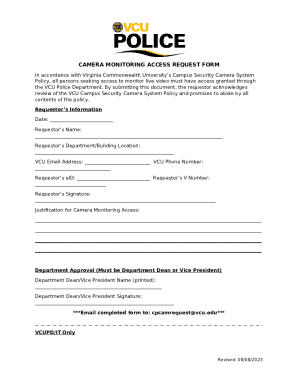 Camera Monitoring Access Request Doc Template | pdfFiller