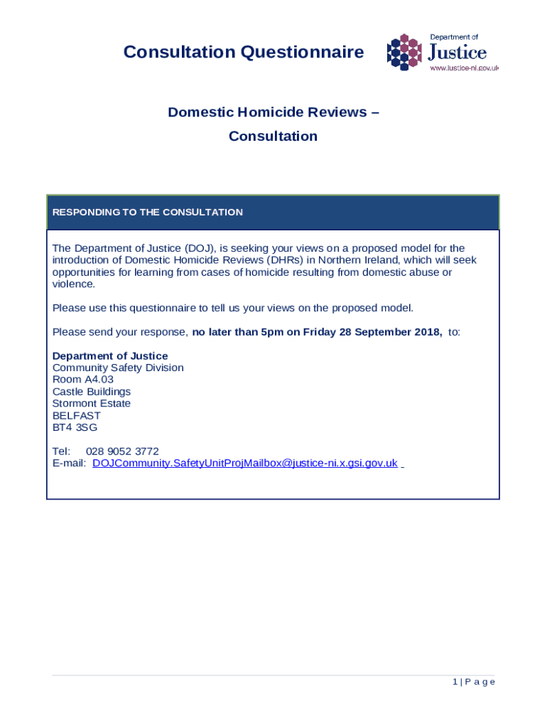 Domestic Homicide ReviewsDepartment of Justice Doc Template | pdfFiller