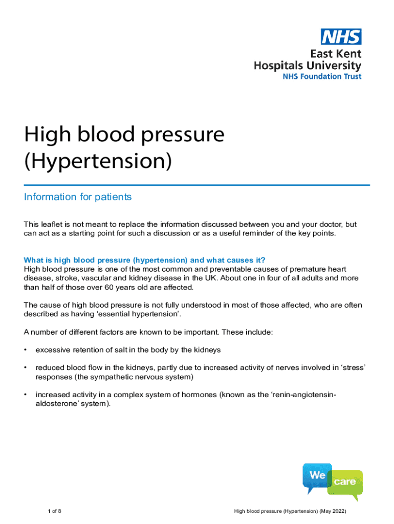 Fillable Online High Blood Pressure (Hypertension): Symptoms and Causes ...