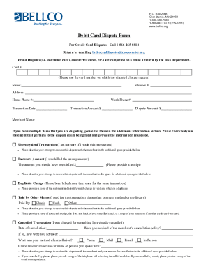 Fillable Online Check Card and Credit Card Dispute Form Fax Email Print ...
