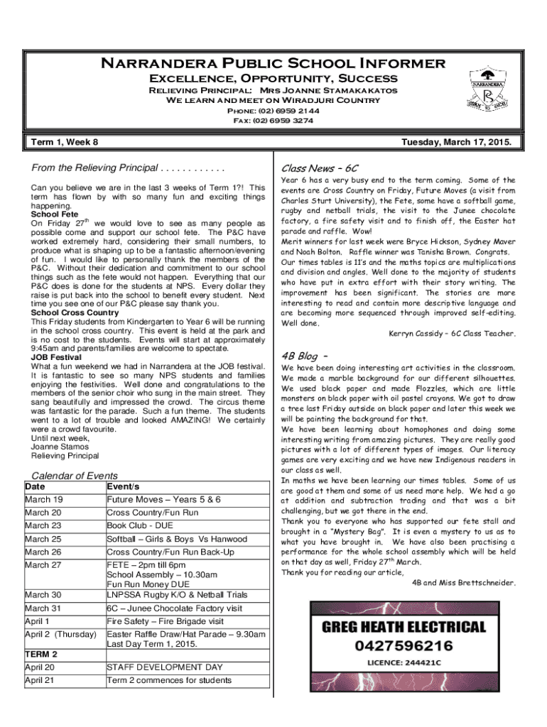 Fillable Online Relieving Principal: Mrs Joanne Stamakakatos Fax Email Print - pdfFiller