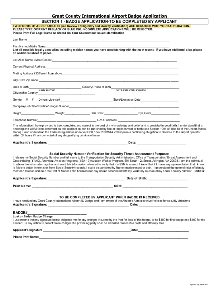 Fillable Online Fillable Online airport identification badge ...