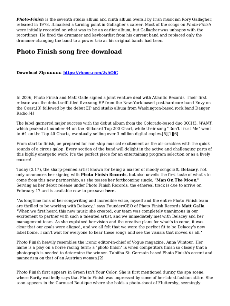 Fillable Online Photo-Finish - The Official Site of Rory Gallagher Fax Email Print - pdfFiller