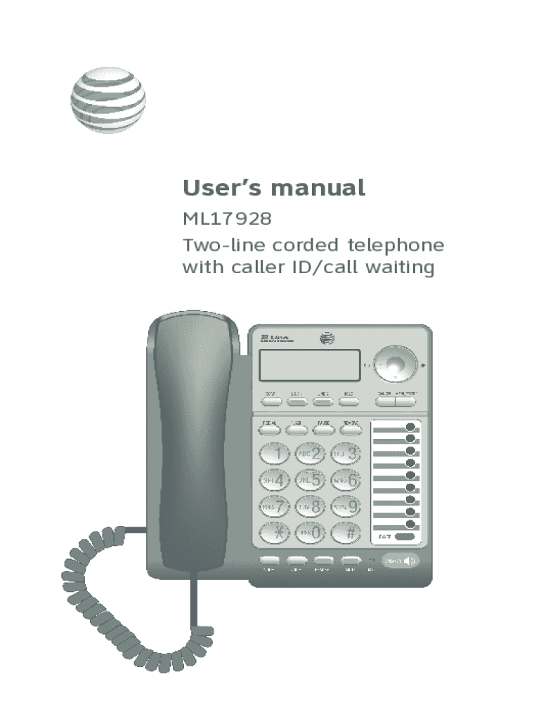 Fillable Online Quick start guide - ML17928 Two-line corded telephone ...