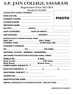 Fillable Online Registration Form 2023-2025 Student's Profile Fax Email ...