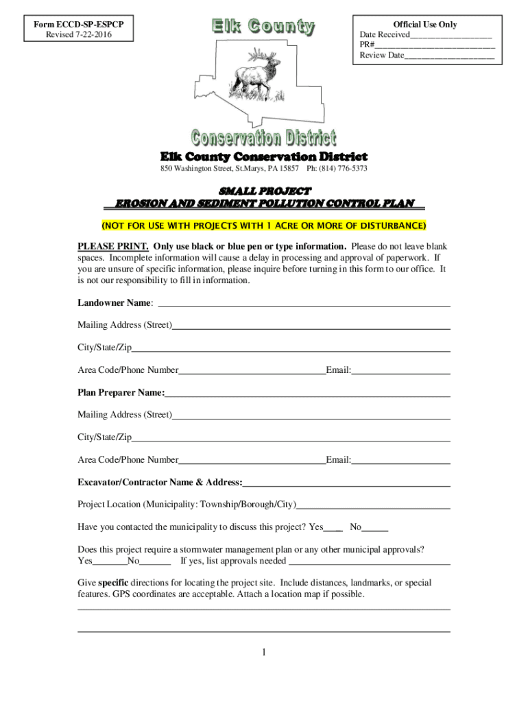 Fillable Online Erosion and Sediment Pollution Control Plan Fax Email ...