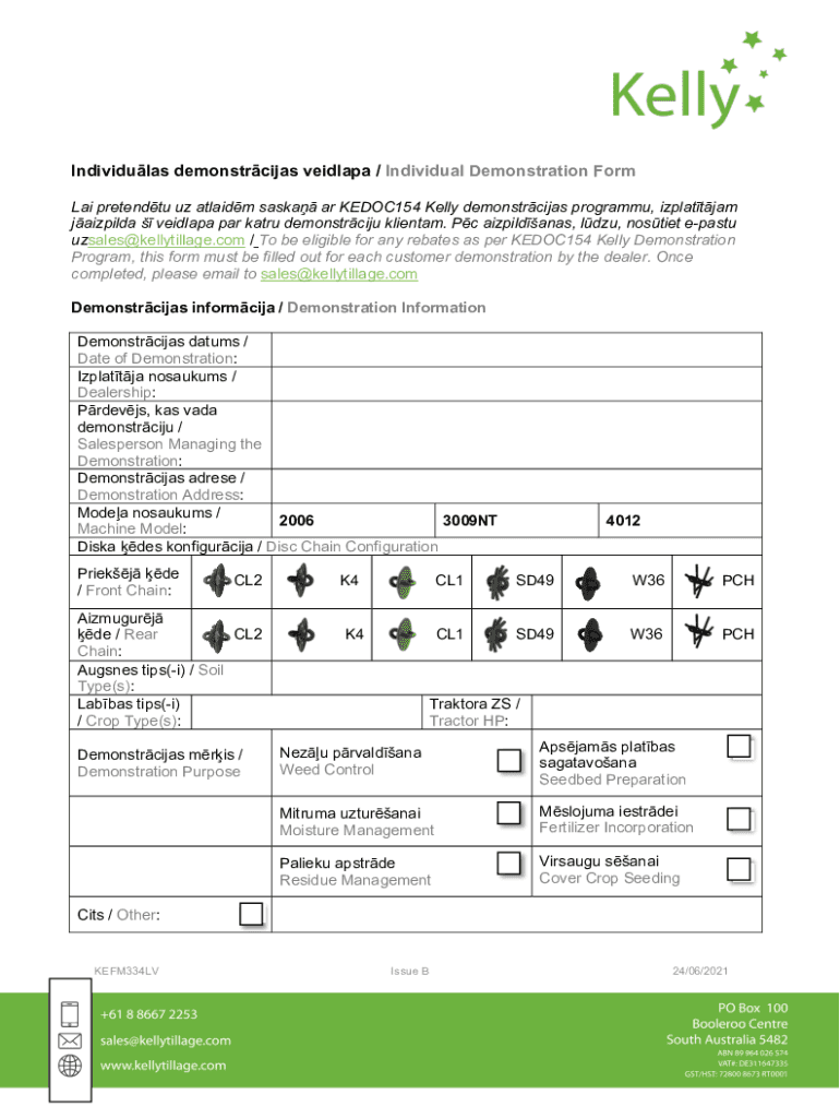 Fillable Online KEFM334LV Individual Demonstration Form.docx Fax Email Print - pdfFiller