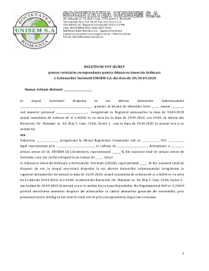 Fillable Online SOCIETATEA UNISEM SA - Str. Matasari nr. 46, Etaj 3 ...