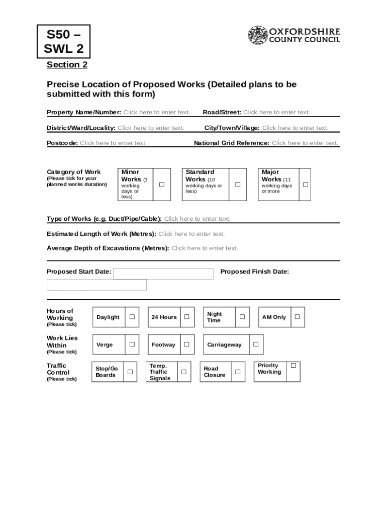 Section 50 Licence Application - New Roads and Street ... Doc Template ...