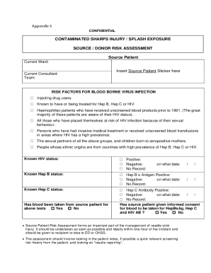 Fillable Online Management & Prevention of Sharps/Splash Injuries ...