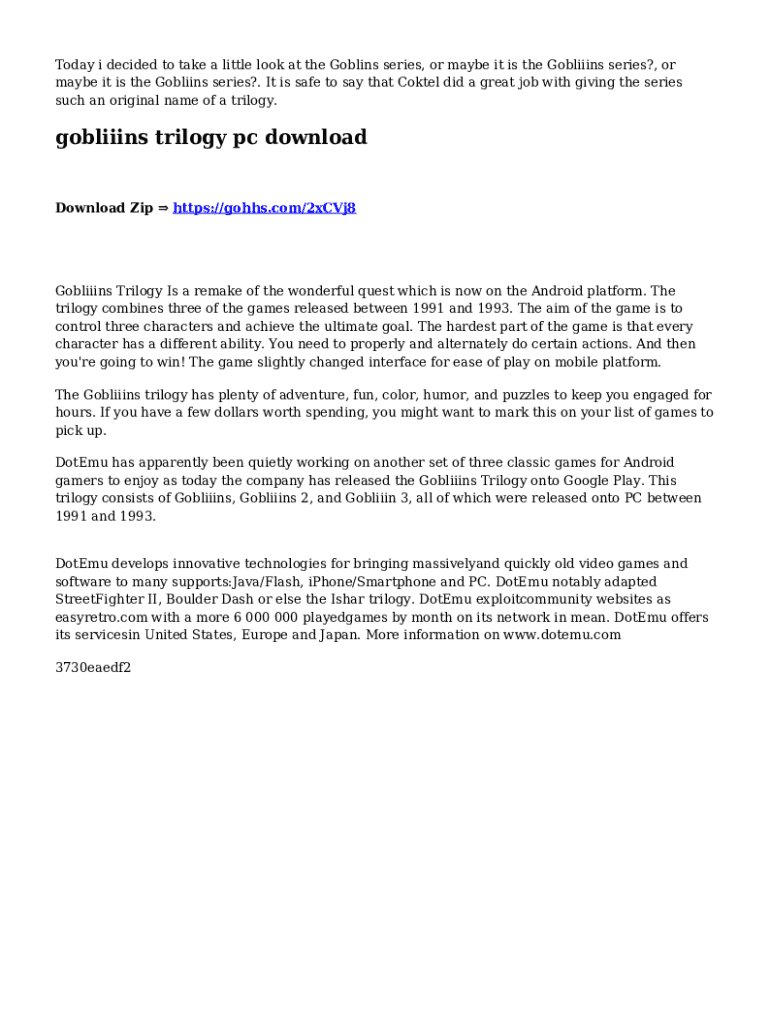 Gobliiins 5 Download - Fill Online, Printable, Fillable, Blank | pdfFiller