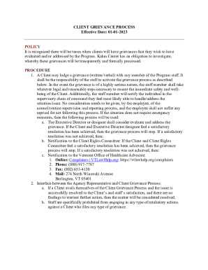 Fillable Online Notice of Rights and Grievance Procedure Fax Email ...