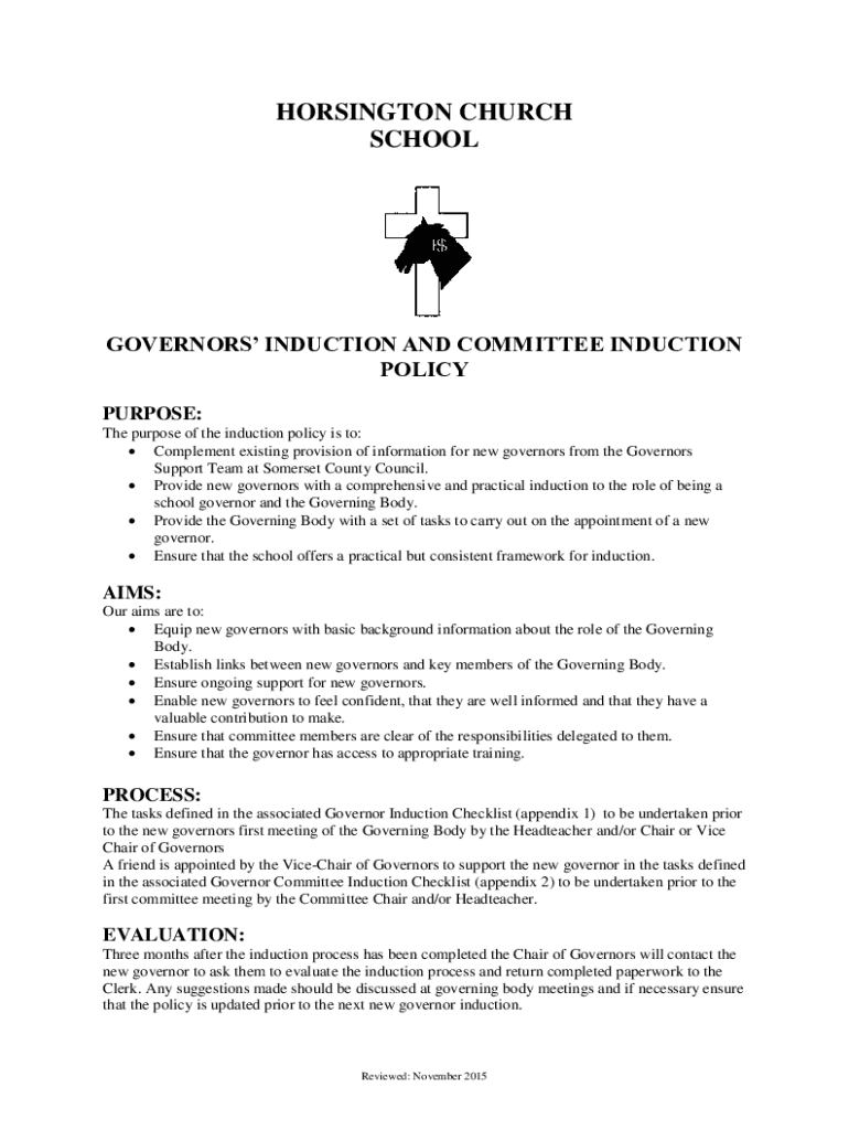 Fillable Online Governors-Induction-Committee-Induction-Policy. ... Fax ...