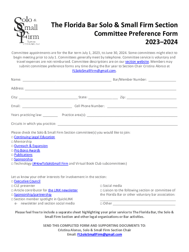 Fillable Online Annual committee preference forms are now available Fax Email Print - pdfFiller