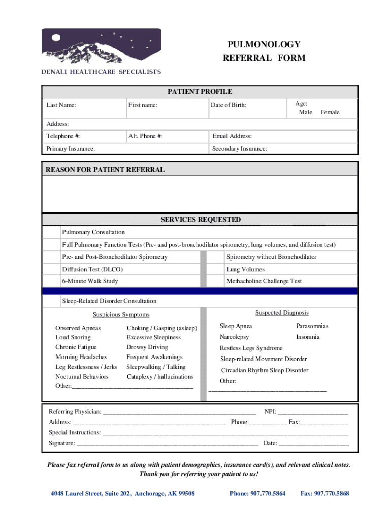 Fillable Online REASON FOR PATIENT REFERRAL Fax Email Print - pdfFiller