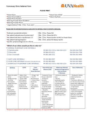 Fillable Online Pulmonary Clinic Referral Form Fax Email Print - pdfFiller