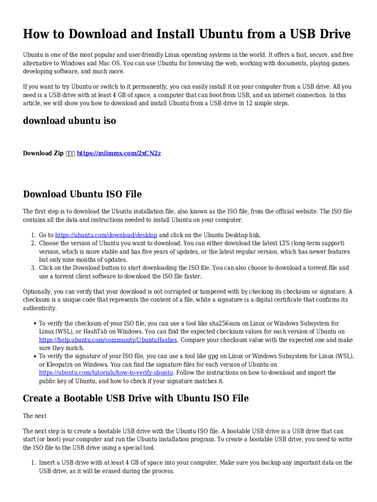 Fillable Online Is it possible to run Ubuntu from a USB drive instead ...